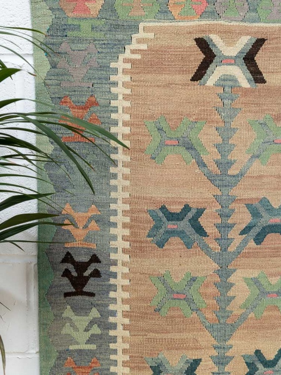 Vintage Turkish Esme Kilim Rug 132x196cm - YASHAR BISH