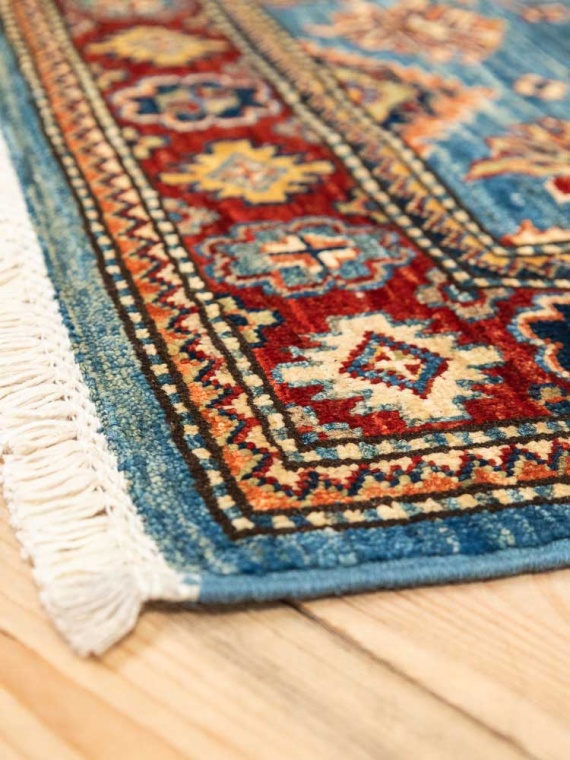 Original Large Fine Blue Cream Afghan Ziegler Carpet 209x300cm