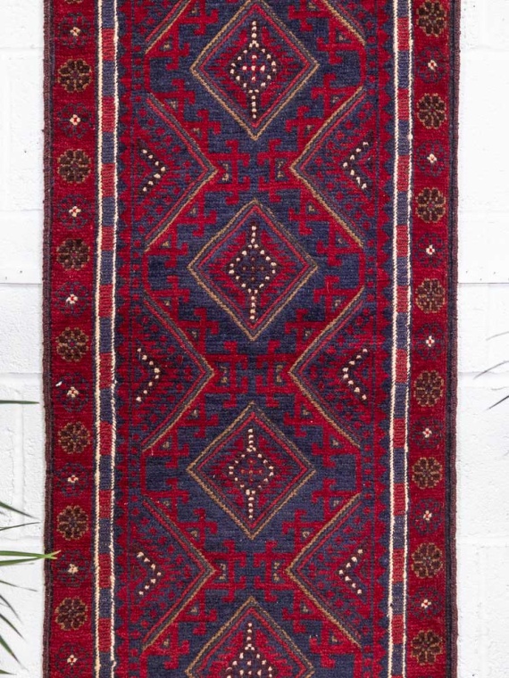 Narrow Afghan Mixed Weave Moshwani Runner Rug 59x231cm For A Hallway