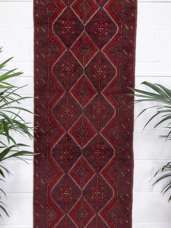 Narrow Afghan Mixed Weave Moshwani Runner Rug 59x231cm For A Hallway