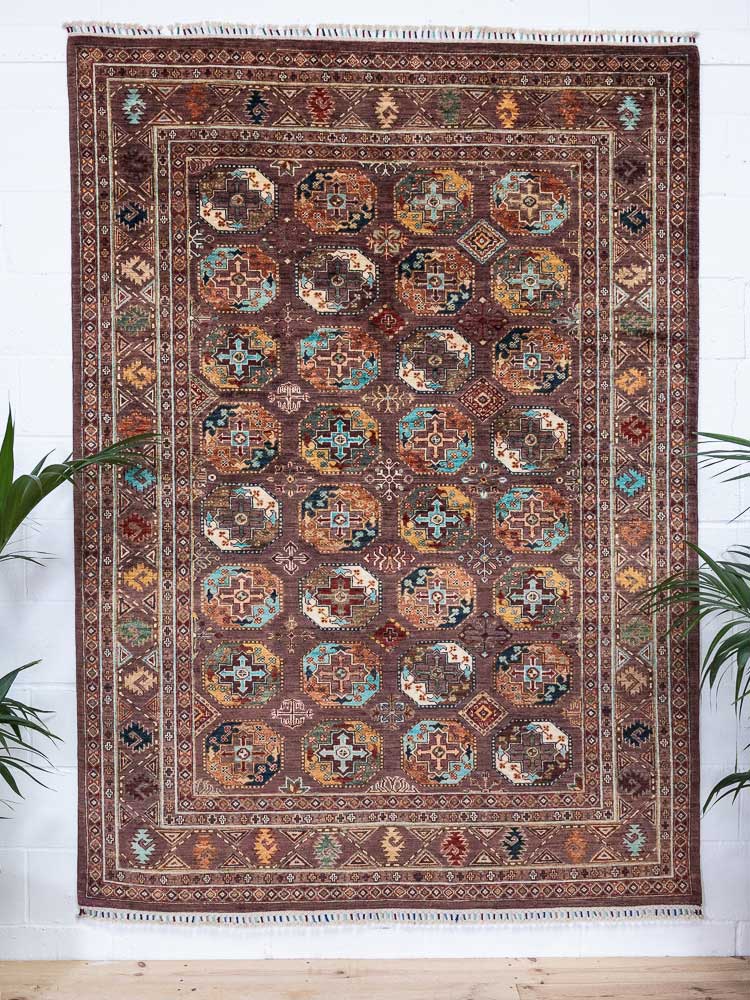 Fine Afghan Sultan Pile Rug 175x241cm In Turkoman Design