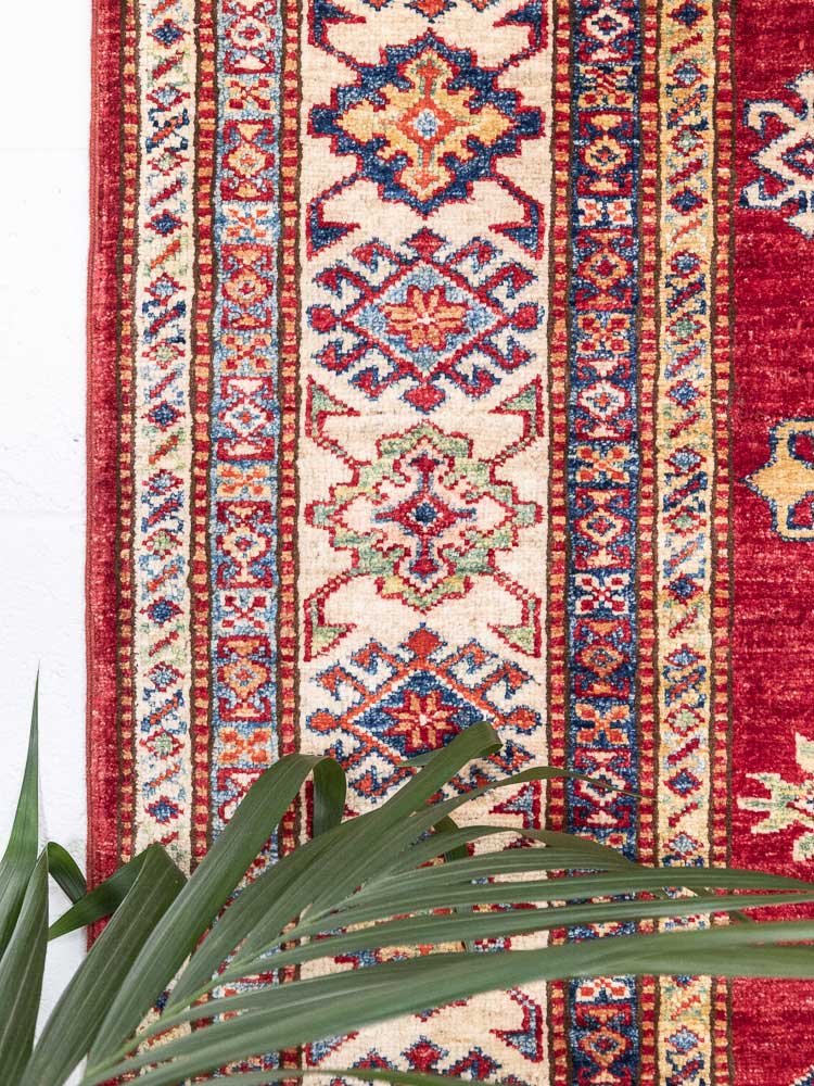 Fine Red Afghan Super Kazak Pile Rug 178x229cm (5.10 x 7.6ft)