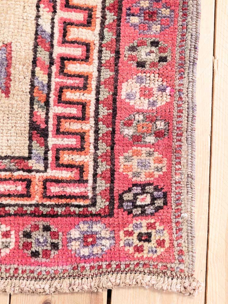 Extra Long Vintage Kurdish Herki Carpet Runner Rug 85x412cm With Pinks ...