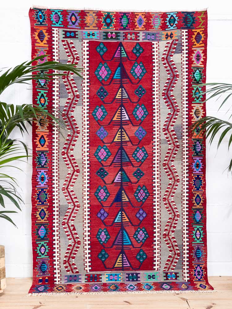 Tree Of Life Vintage Turkish Esme Kilim Rug 126x208cm