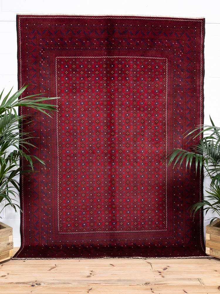 Large Fine Afghan Kunduz Carpet 207x280cm - Decorative Handwoven Red Rug