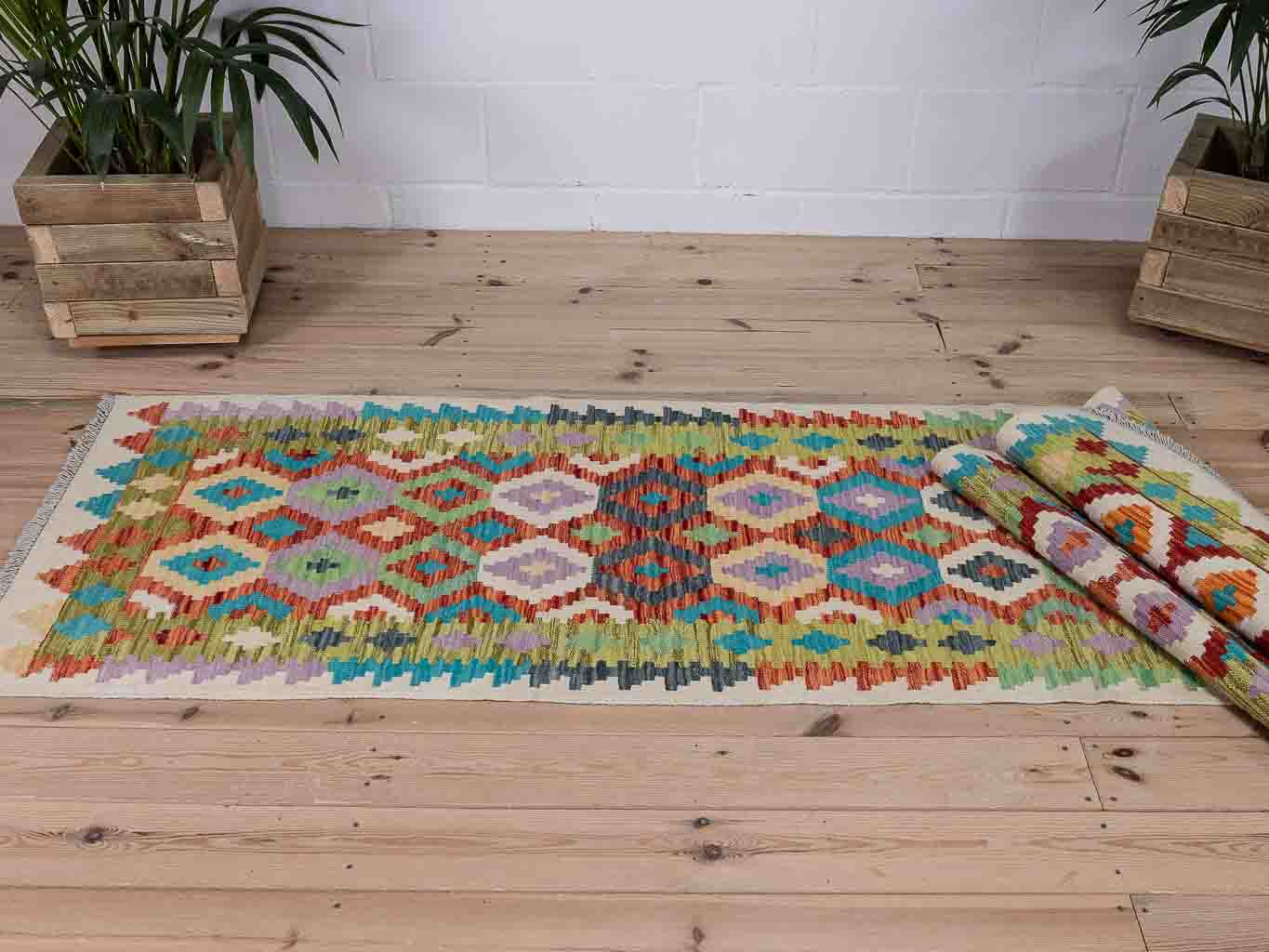 Long Afghan Vegetable Dyed Kilim Runner Rug 79x301cm | Yashar Bish